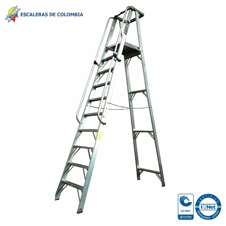 Escalera Certificada Tipo Tijera en Aluminio de 3.00 Metros Industrial ...