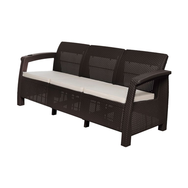 Sofá Exterior 3 Puestos Rattan Sintético Wengue MQ | falabella.com