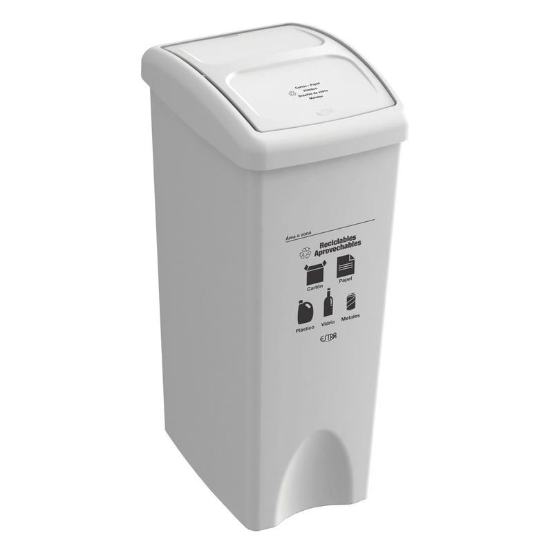 Caneca Plástica 53L Blanco Para Reciclable Con Tapa Vaiven ESTRA ...