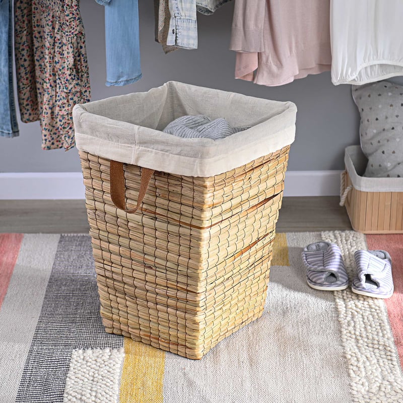 Canasto Ropa Junco Tejido Mano Con Manija 38x54x30 cm JUST HOME ...