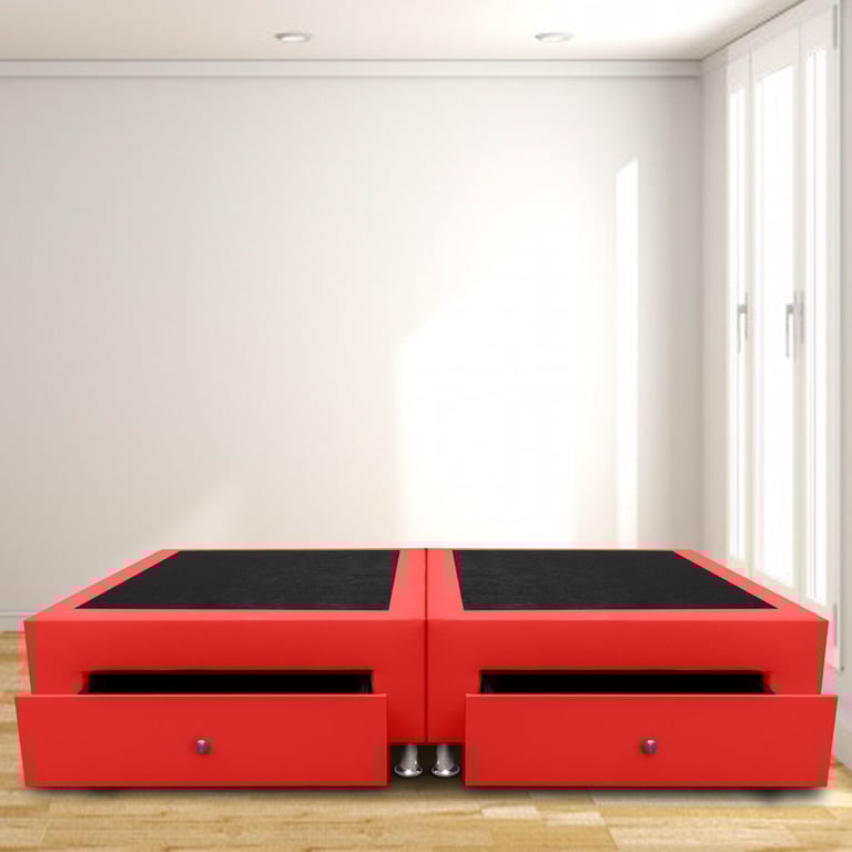 Base Cama Dividida Cajones Semidoble 120x190 Ecocuero Rojo MAGIC CLASS ...