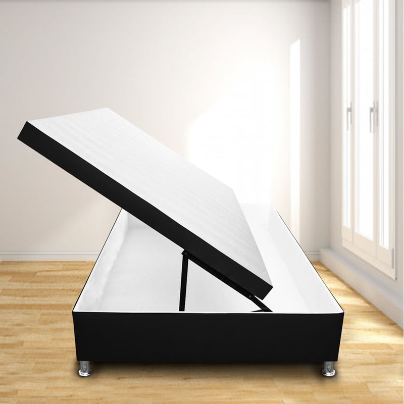 Cama Baúl Horizontal Sencilla 90x190 Microfibra Negro MAGIC CLASS ...