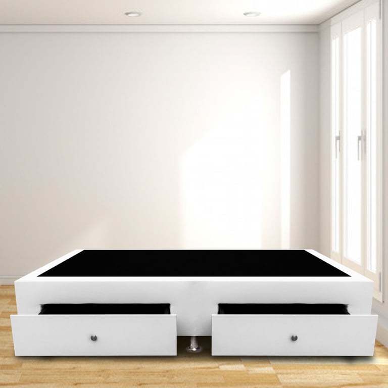 Base Cama con Cajones Doble 140x190 Microfibra Blanco MAGIC CLASS ...