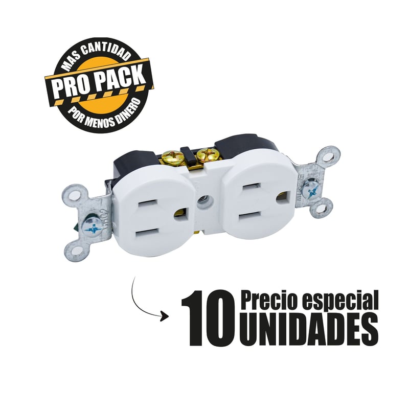 Propack X 10 Tomacorriente Doble Polo A Tierra Bla HALUX | falabella.com