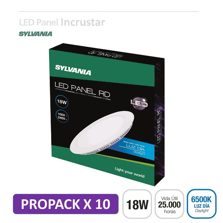Set De 10 Paneles Led Rd 18w Luz Blanca 100-240v 1160 Lúmenes SYLVANIA ...