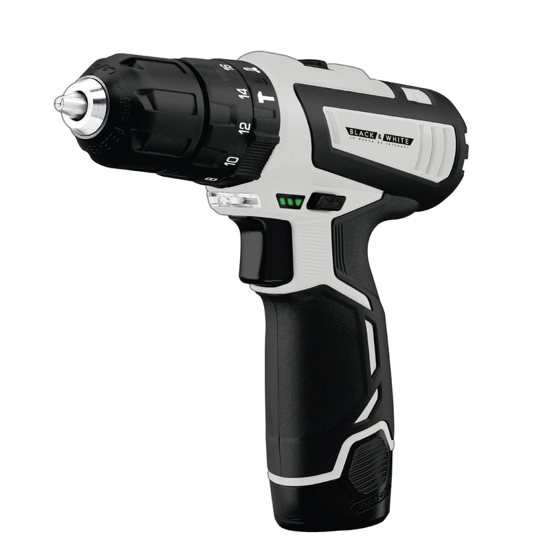 Taladro Percutor Atornillador Inalámbrico 3/8Pulg 12V BLACK&WHITE ...