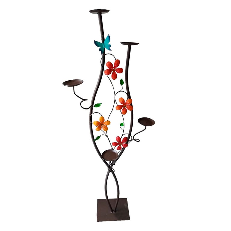 Candelabro de Piso V Café Flores Tierra con 5 Soportes | falabella.com