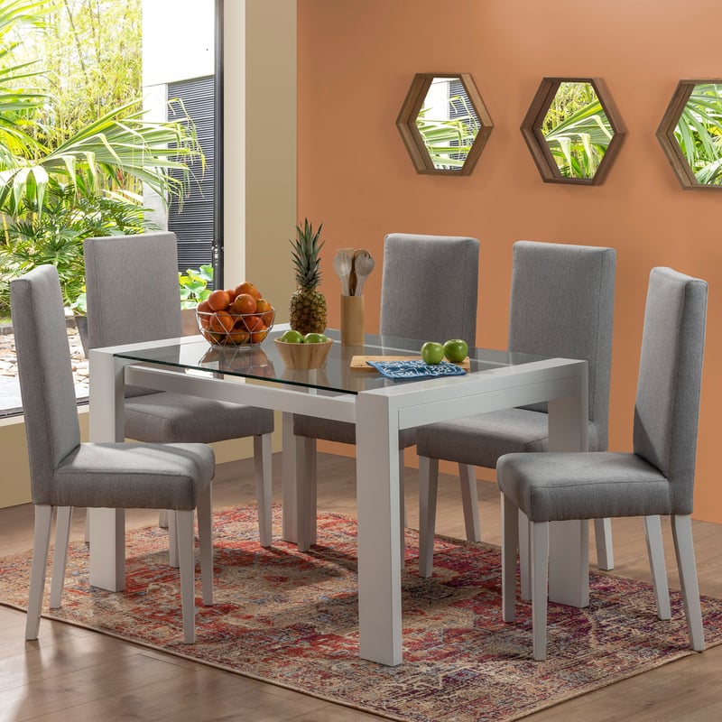 Juego Comedor 6 Puestos Rembrandt Gris - Blanco HIGH CLASS | falabella.com