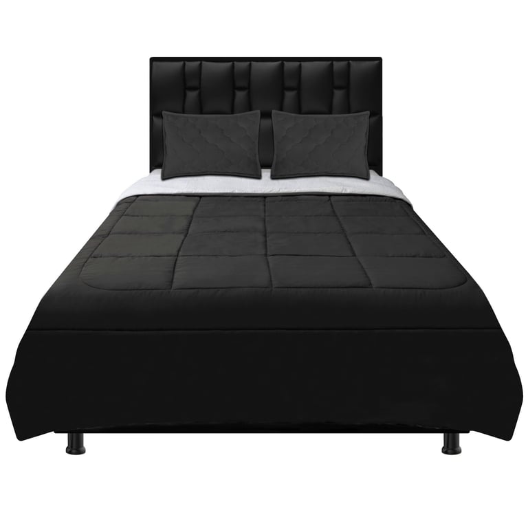 Cubrelecho Doble Faz Semidoble 120 Negro-Blanco DORMILANDIA | falabella.com