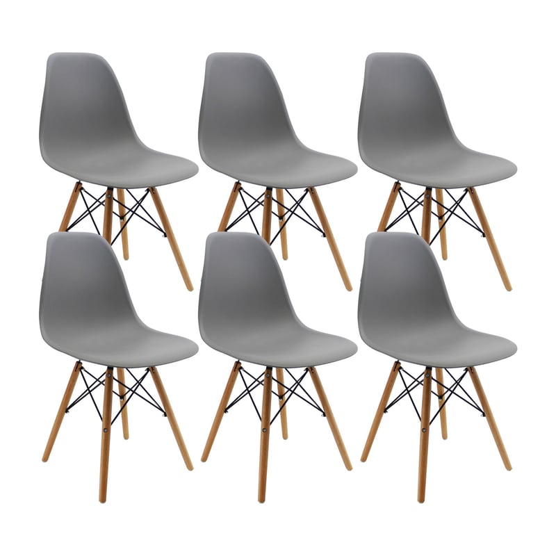 Set x6 Silla Comedor Eames Patas Madera Gris OR DESIGN | falabella.com