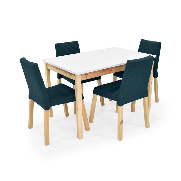 Juego de Comedor Mesa Teba Madera + 4 Sillas Cataluna Azul ROCA ...