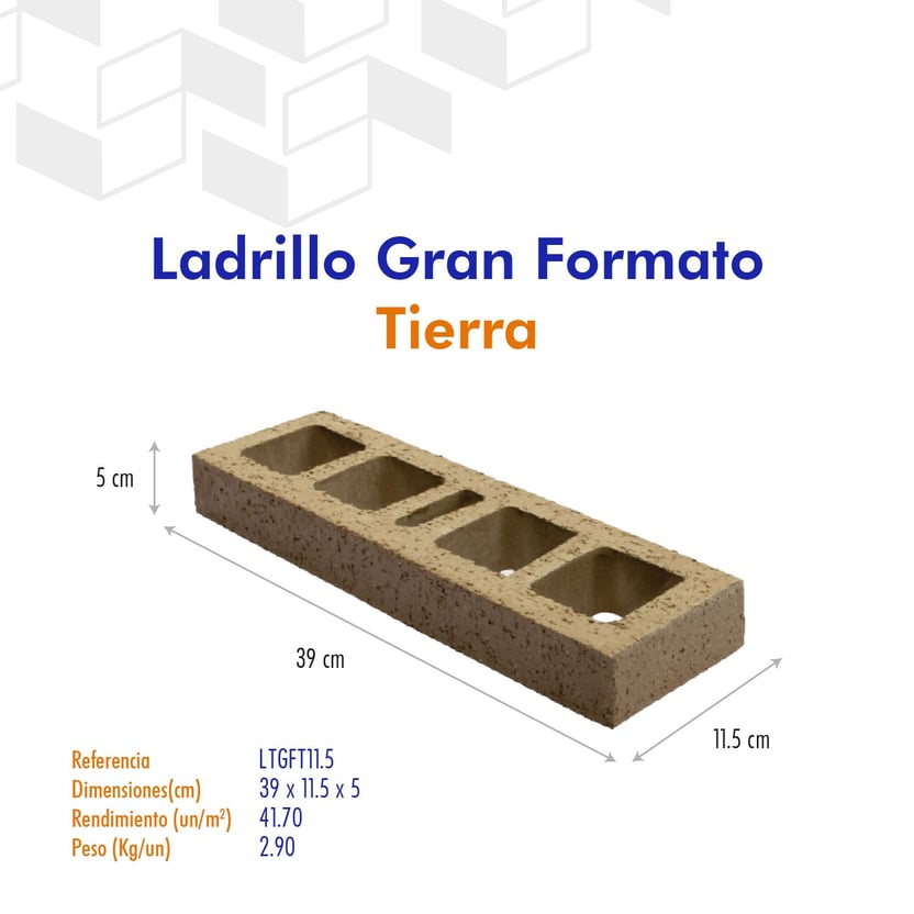 Ladrillo Gran formato Tierra 39x11,5x5 Cm Ladrillera Santafé ...