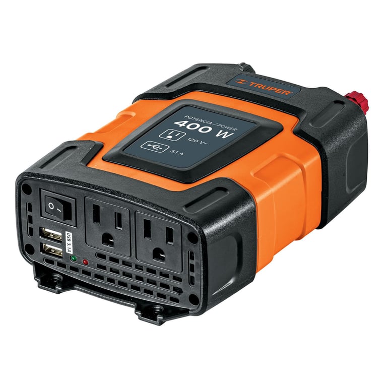 Inversor De Corriente 400 W Para Carro, Con Usb Y 2 Enchufes TRUPER ...