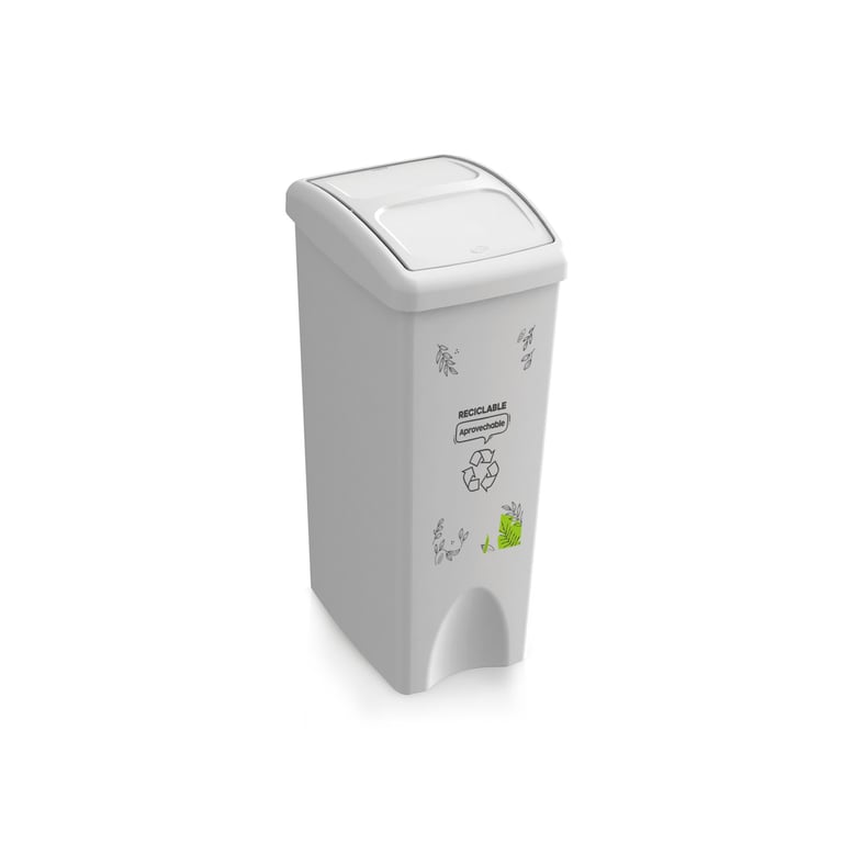 Caneca Plástica 53L Blanco Reciclable Con Tapa Vaiven ESTRA | falabella.com
