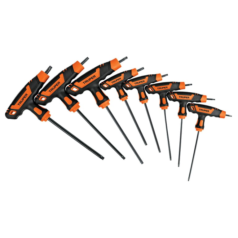 Juego de Llaves 8 Piezas Torx Extralargas con Pin de Seguridad Truper ...
