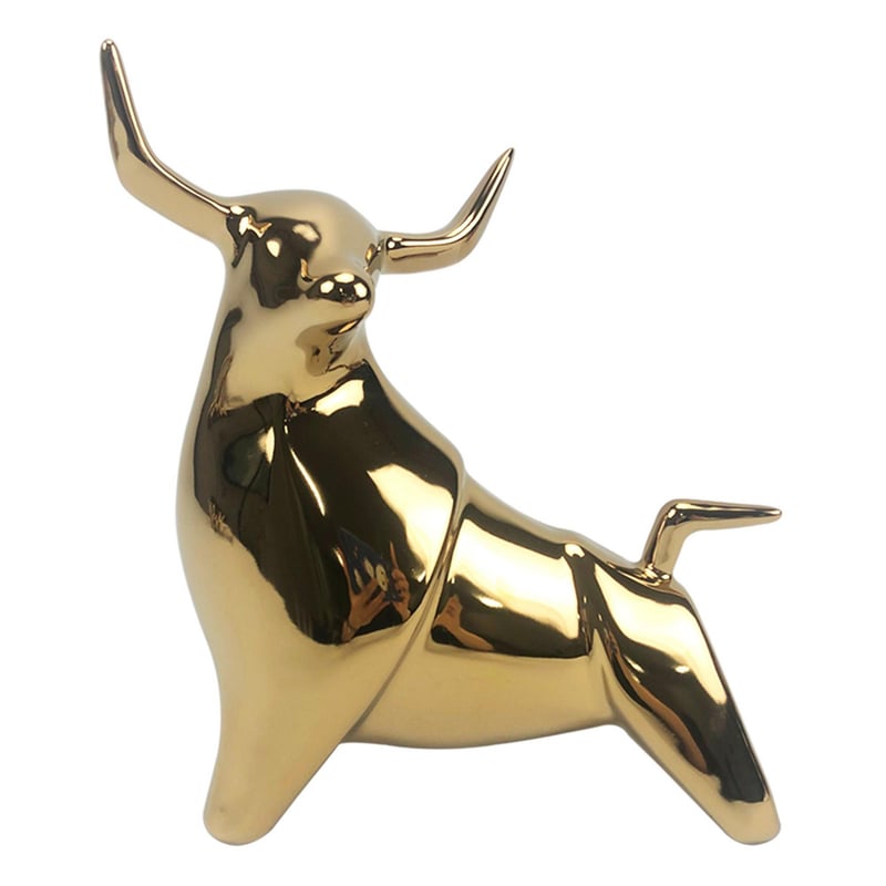 Escultura Toro Cerámica 18.5x20.5cm Oro Gold JUST HOME COLLECTION ...