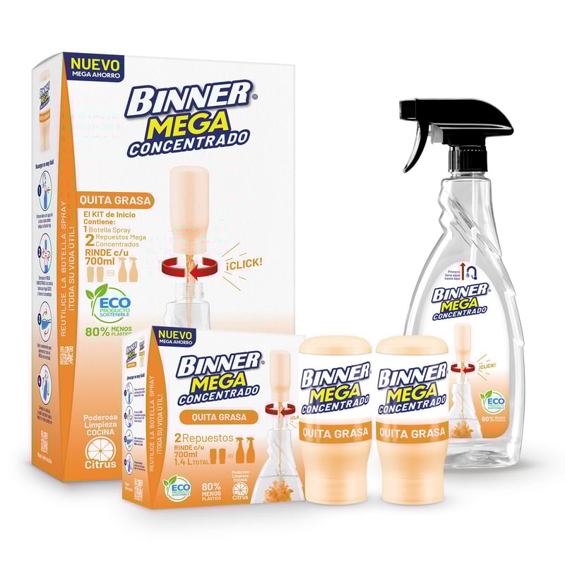 Kit Quitagrasa Desinfectante Megaconcentrado 100 Ml BINNER | falabella.com