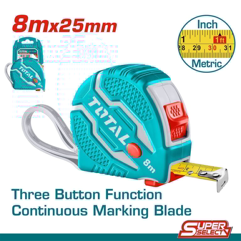 Flexometro 3 Funciones8mx25mm Métrica/Pulgadas TOTAL TOOLS | falabella.com