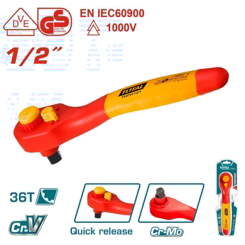 Ratchet Cr-V Aislado 1000v Mandril 1/2 Ratchet Cr-V Aislado 1000v Mandril 1/2