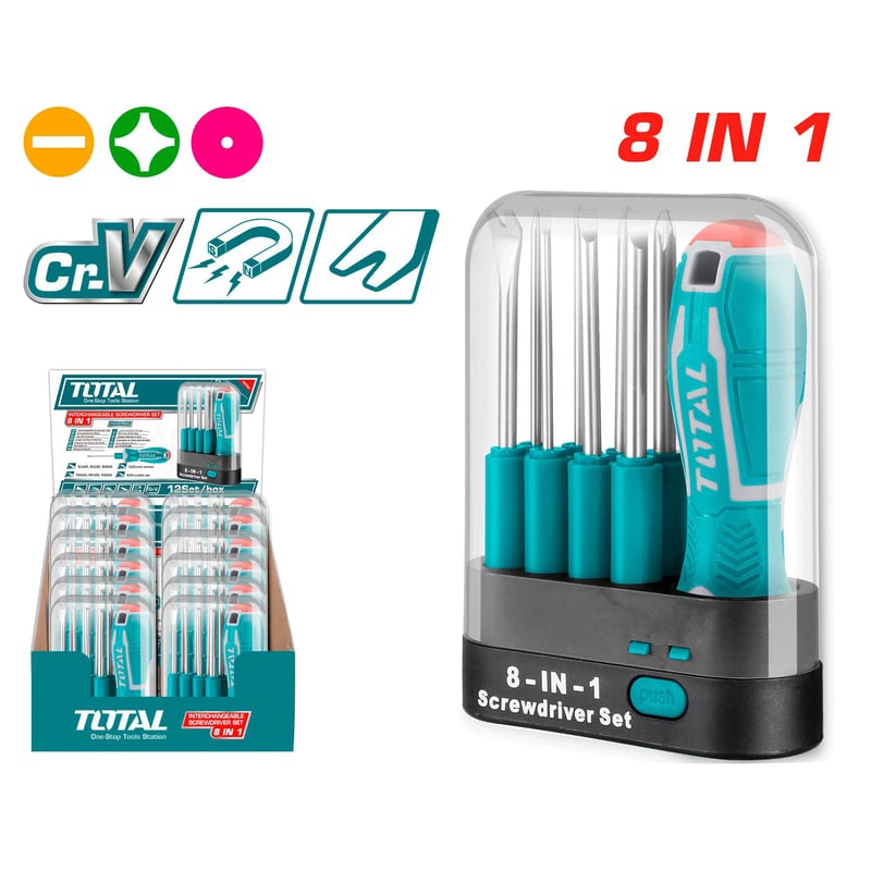 Set 9 Piezas Destornillador Cr-V Intercambiable Phillips Planos Doble ...