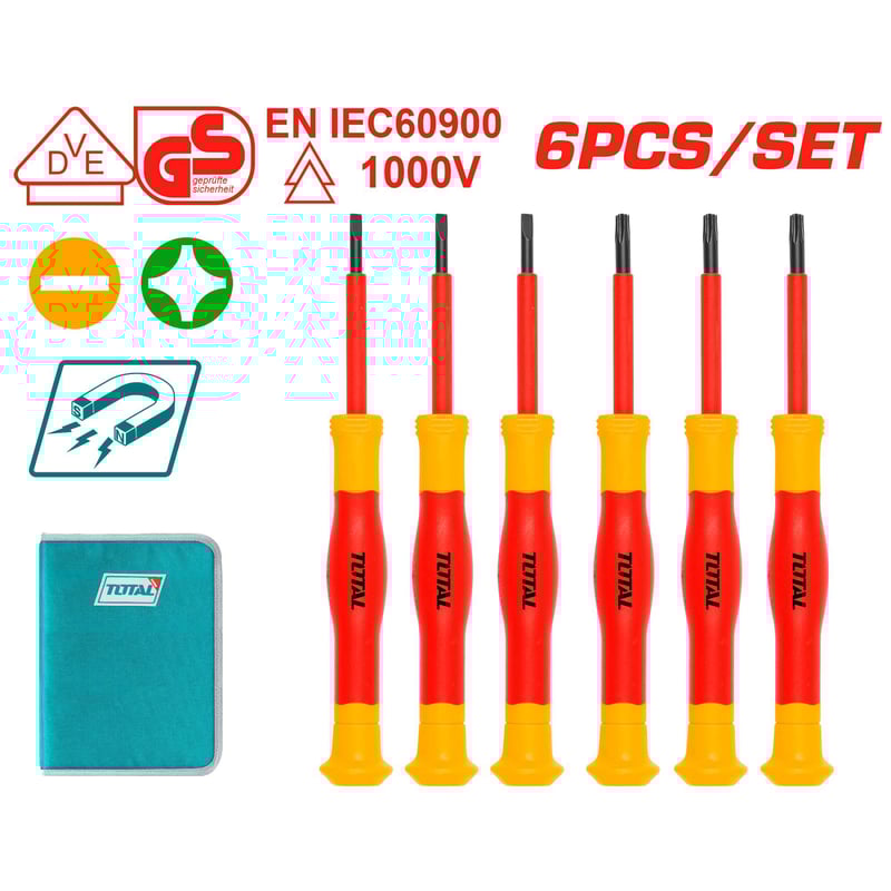 Juego 6 Destornilladores de Precisión Phillips y Planos Aislados 1000V TOTAL TOOLS | falabella.com