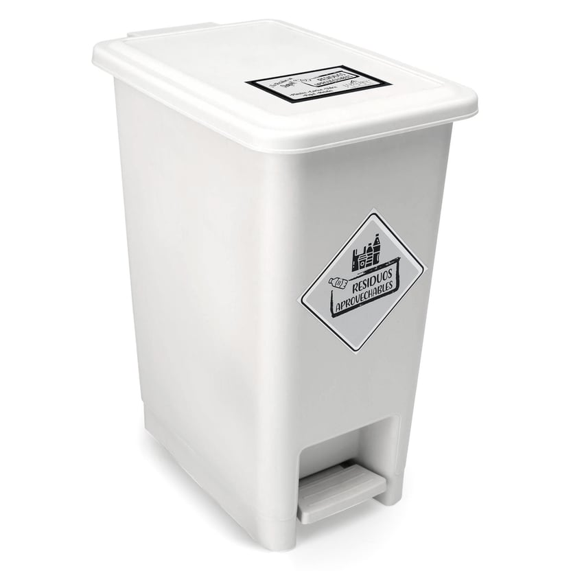 Caneca de Reciclaje Plástica Blanca Con Pedal 12 Lts - Homecenter.com.co