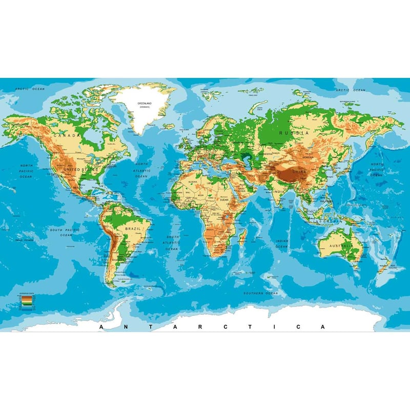 Fotomural de Mapamundi Topográfico 62x100 cm Adazio ADAZIO | falabella.com