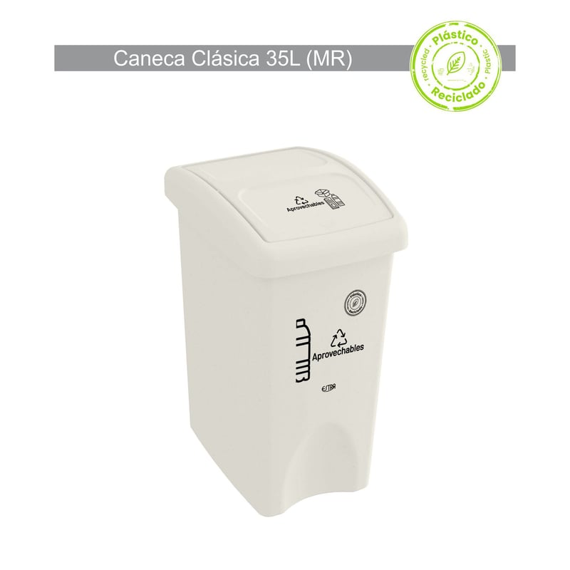 Caneca Plastica Vaiven 35 Litros Blanco Ecologico Reciclable ESTRA ...