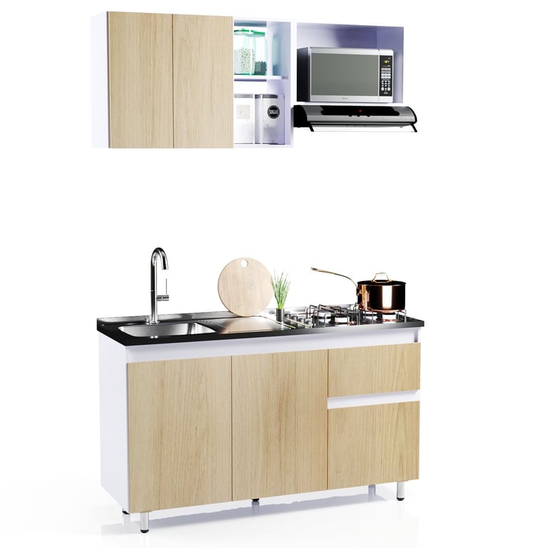 Cocina Integral Mdp 150cm Incluye Lavaplatos Izquierdo 4 Fogones Rovere ...