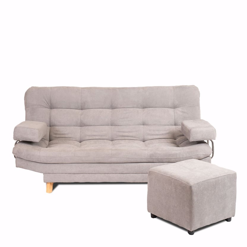 Sofá Cama Valencia Plata 3 puestos 180X84X85 + Puff - Homecenter.com.co