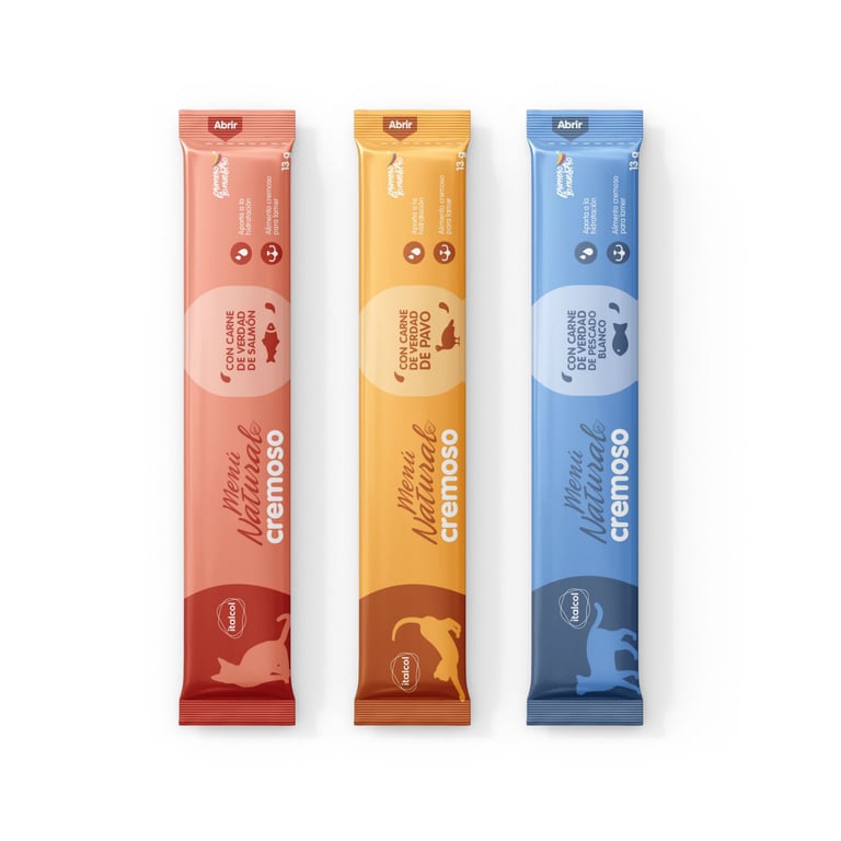 Snack para Gato Menú Natural Cremoso 6 Unidades x13g Cada Uno CHUNKY ...
