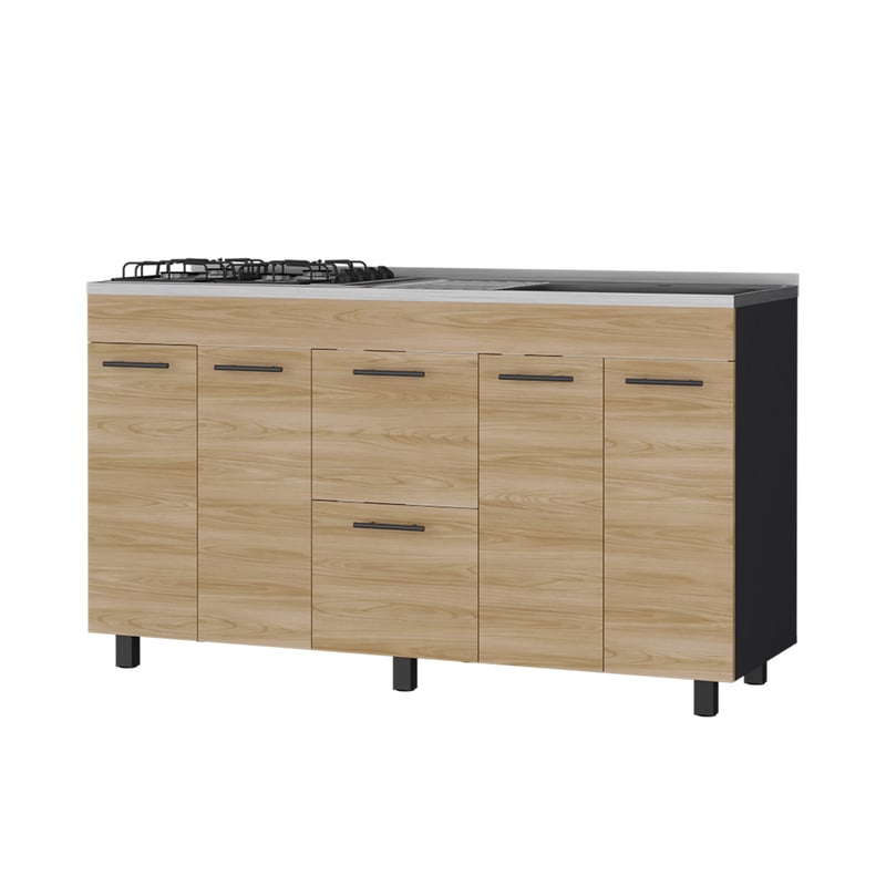 Mueble Inferior Cocina 150 Luna Derecha RH (2c) Europeo/Wengue 865 ...