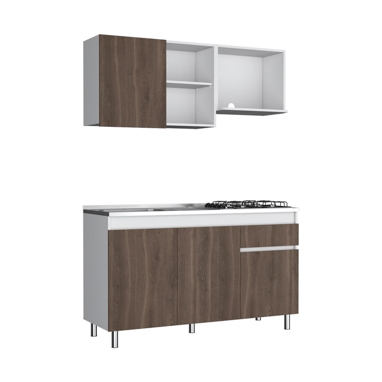 Cocina Integral 1.50 Metros Sharon Milan/Blanco Incluye Mesón Poceta ...