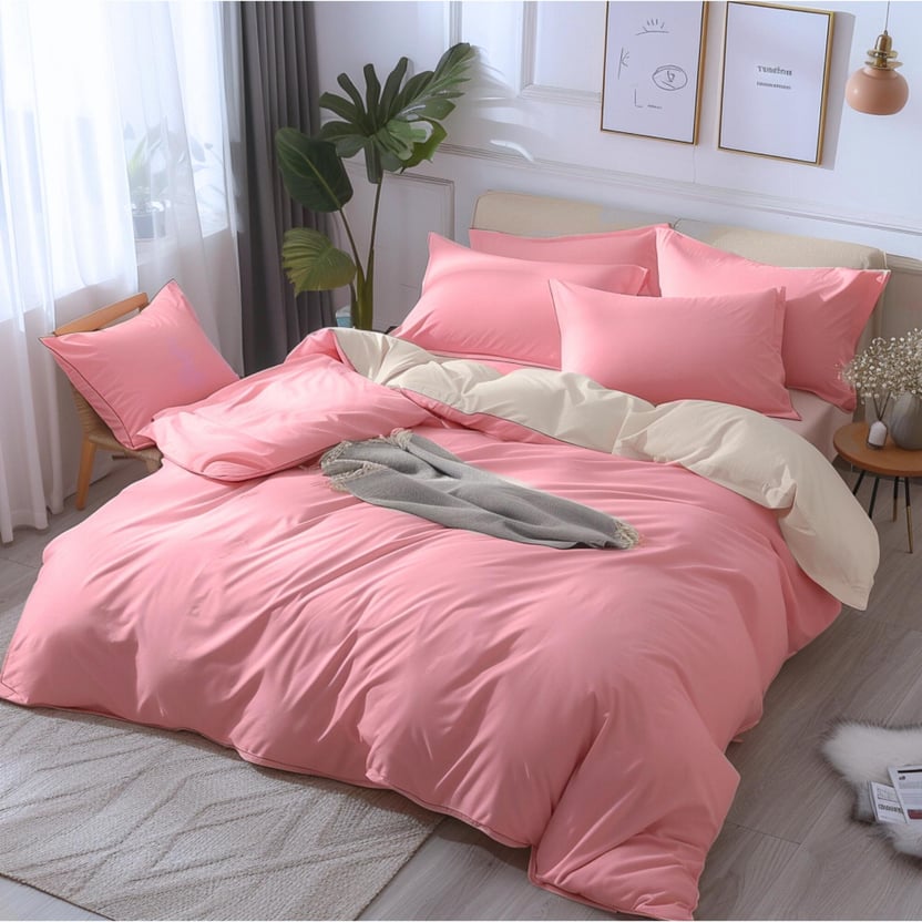 Funda Duvet Doble Faz Lisboa Cama Queen Rosa-Beige - Homecenter.com.co