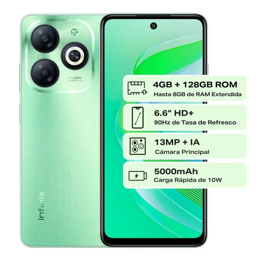 Celular Infinix Smart 8 128 GB/4 + 4 GB RAM Verde - Homecenter.com.co