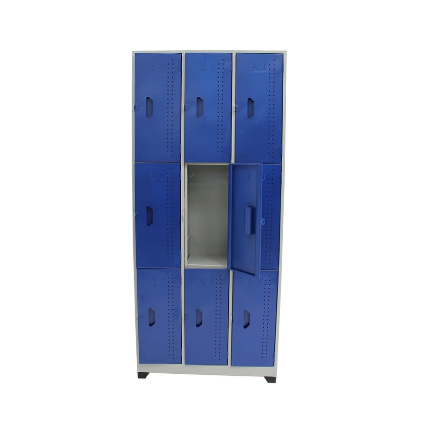 Locker 9 Puestos Gris Puertas Azul 80 kg Set X 3 Unidades - Homecenter ...