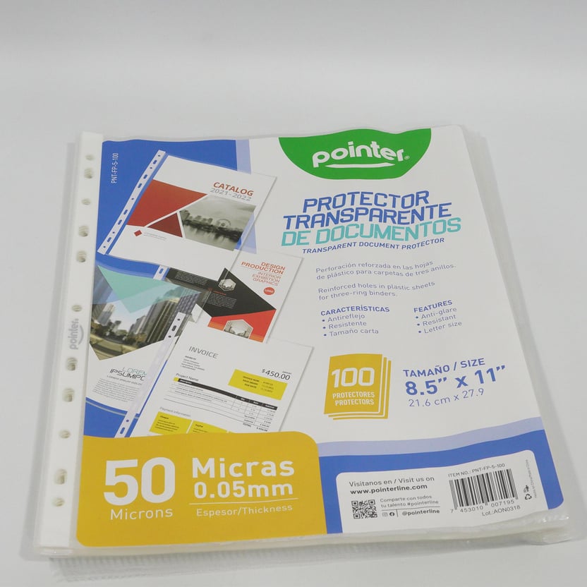 Protectores de Hojas Transparentes 40 Micras x100 Pzas Pointer ...
