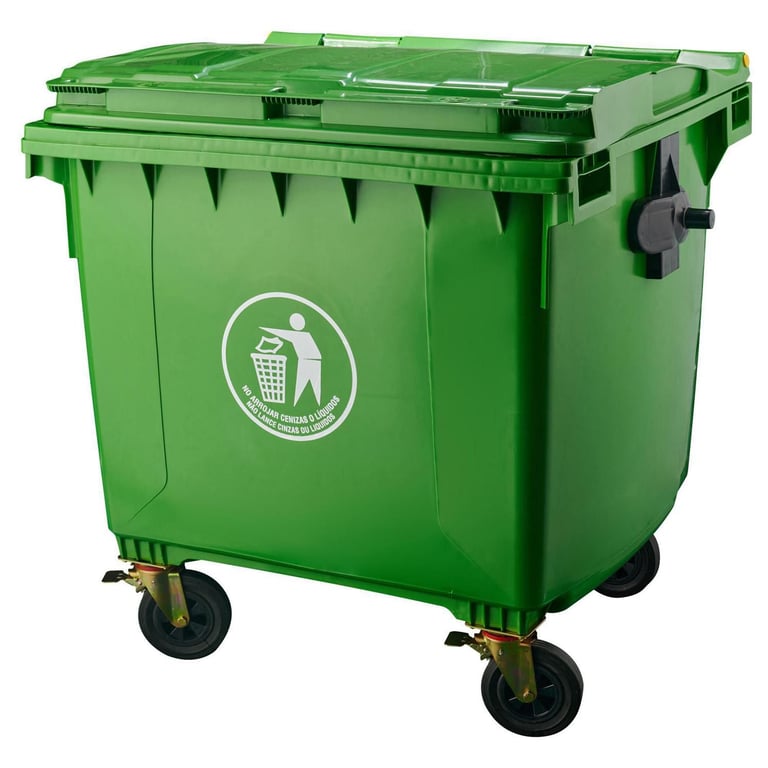 Contenedor Con Ruedas Plástica 1100 Litros Verde Con Tapa KLEINE WOLKE ...