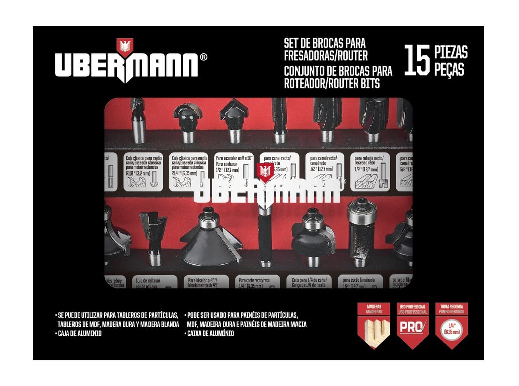 Set 15 Fresas 1/4pulg Ubermann UBERMANN | falabella.com