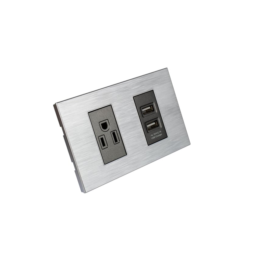 Toma P/T + Toma Doble Usb A Andromeda Plateada - Homecenter.com.co