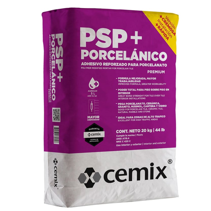 Piso sobre Piso Porcelánico Plus Cemix 20 Kg - Sodimac.com.mx