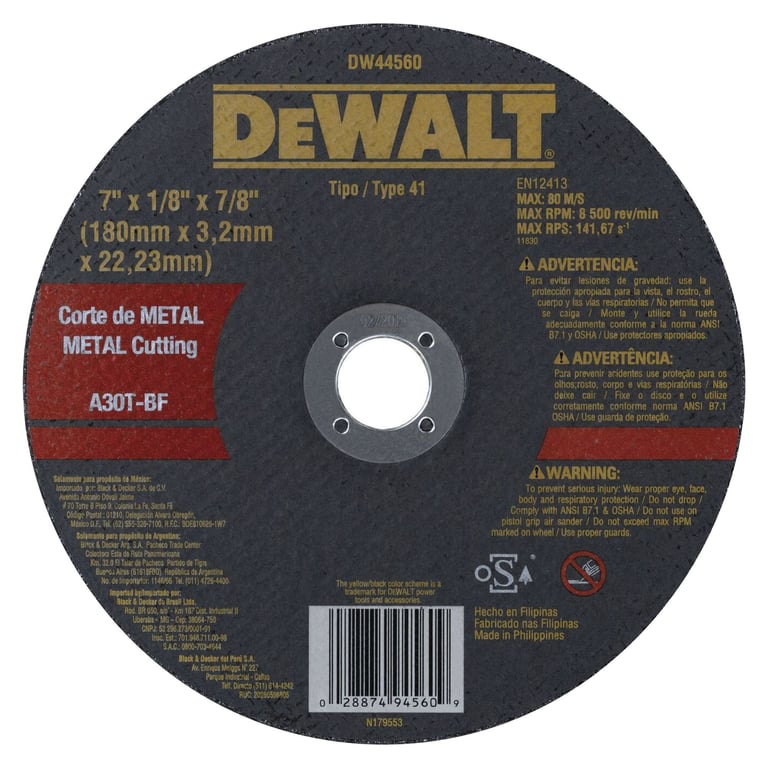 Disco para Corte 7" Metal 1/8" Dewalt | Sodimac Falabella