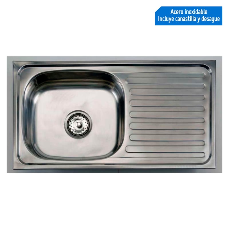 Lavadero de Cocina Acero Inoxidable 1 Poza con Escurridor 75x40cm ...