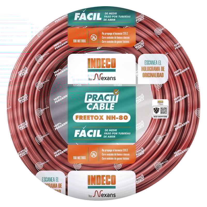 Cable NH-80 450/750V 4mm Rojo 100 Metros | Sodimac Perú