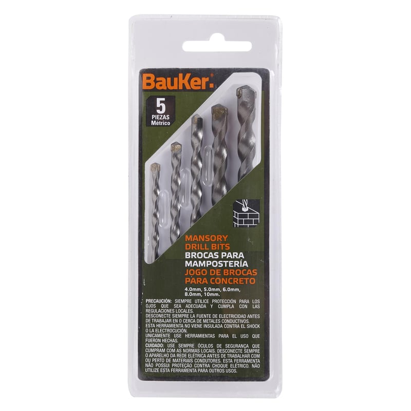 Set de Brocas para Concreto 5 Piezas Bauker | Sodimac Falabella