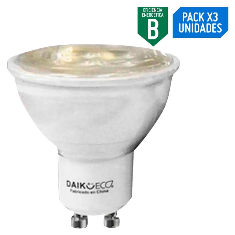 Pack x3 Focos LED Dicroicos 4.7W Gu10 Luz Amarilla | Sodimac Falabella