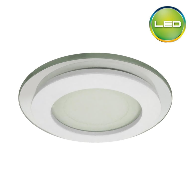 Spot Empotrable LED 6W 10cm Redondo Borde de Vidrio Luz Cálida ...