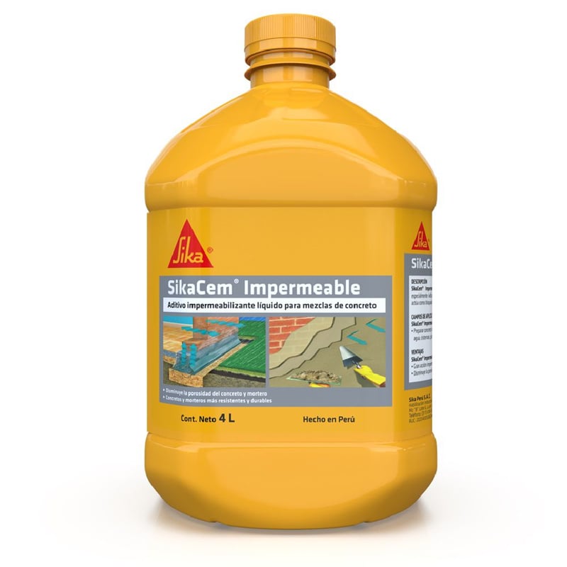 Impermeabilizante para concreto y mortero SikaCem Impermeable x 4L ...