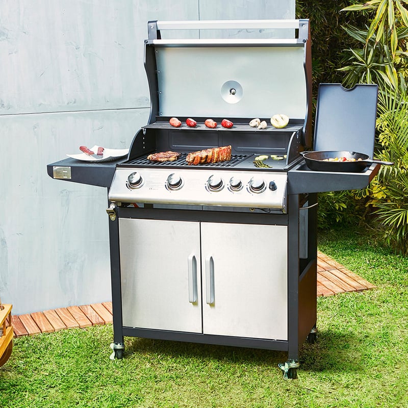 Parrilla a Gas 133x110x85cm 4 Quemadores + 1 Quemador Lateral | Sodimac ...