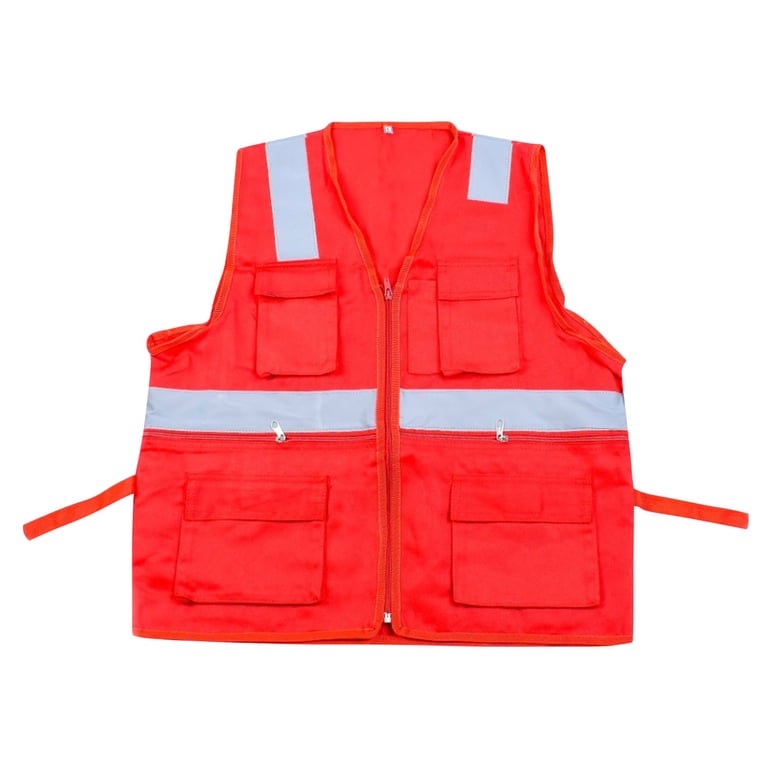 Chaleco Reflectivo Multibolsillo Drill Rojo Talla L | Sodimac Perú